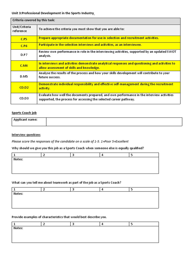 Sports Coach Interview Preparation Guide | PDF | Recruitment | Applied ...
