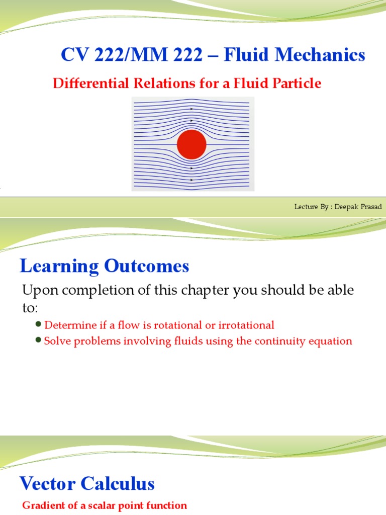 Differential Relations For A Fluid Particle | PDF | Fluid Dynamics | Navier–Stokes Equations