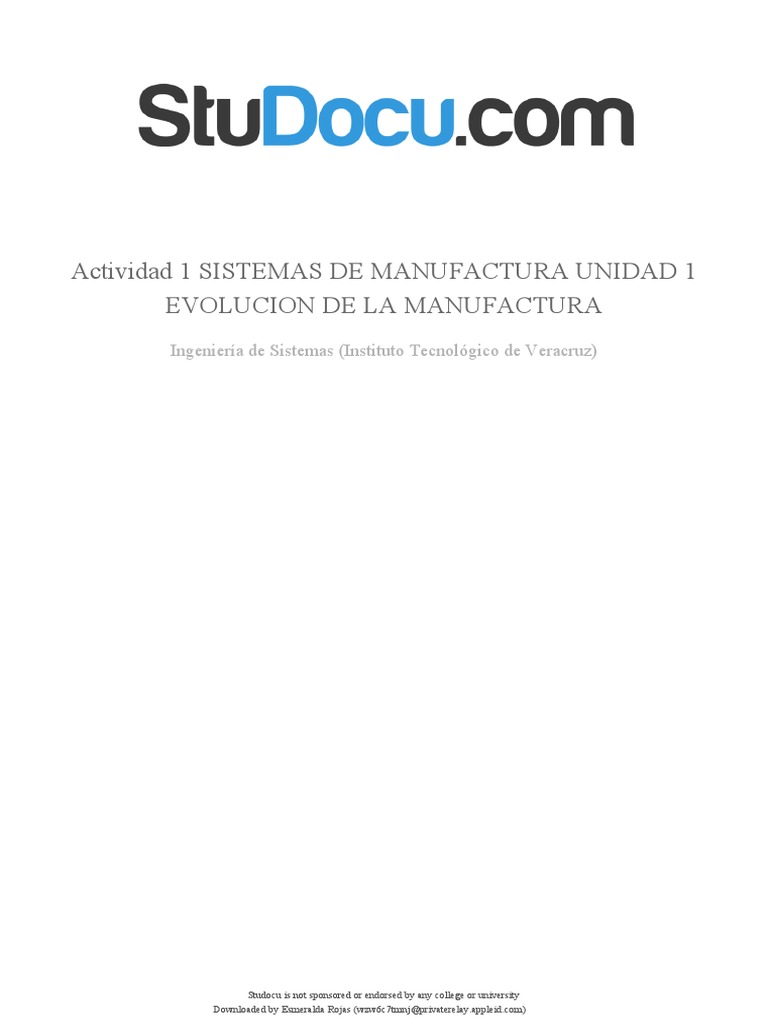 Actividad 1 Sistemas de Manufactura Unidad 1 Evolucion de La ...