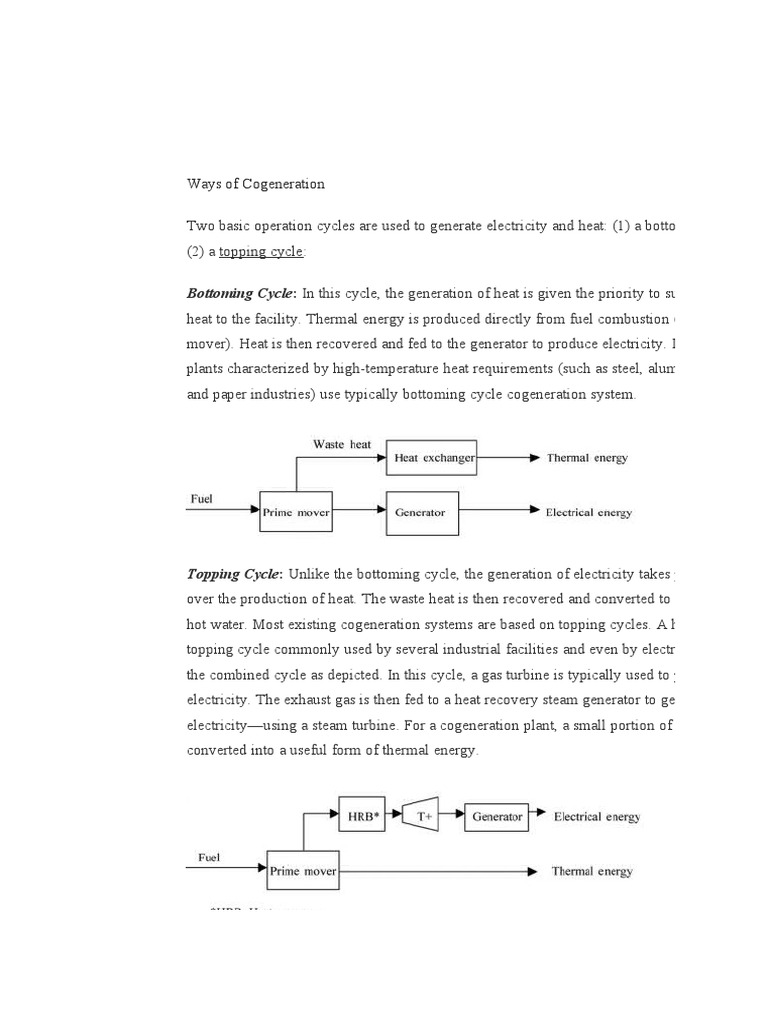 Ways of Cogeneration: Bottoming Cycle: in This Cycle, The Generation of Heat Is Given The ...
