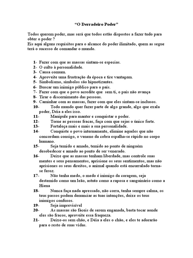 Os Requisitos para o Alcance do Poder Ilimitado: Uma Análise dos 89 ...