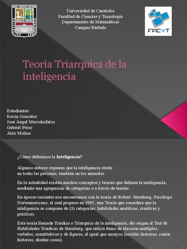 Teoría Triarquica de La Inteligencia | PDF | Inteligencia | Sicología