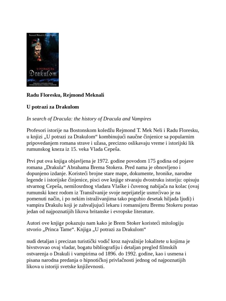 Radu Florescu - U Potrazi Za Drakulom | PDF