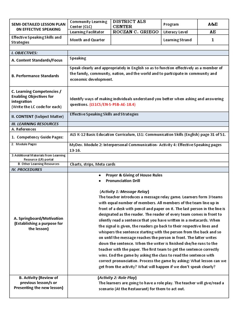 Mydev (Module 2 Interpersonal Communication) Ls1 Effective Speaking) F ...