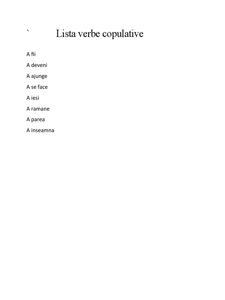 Lista Verbe Copulative | PDF