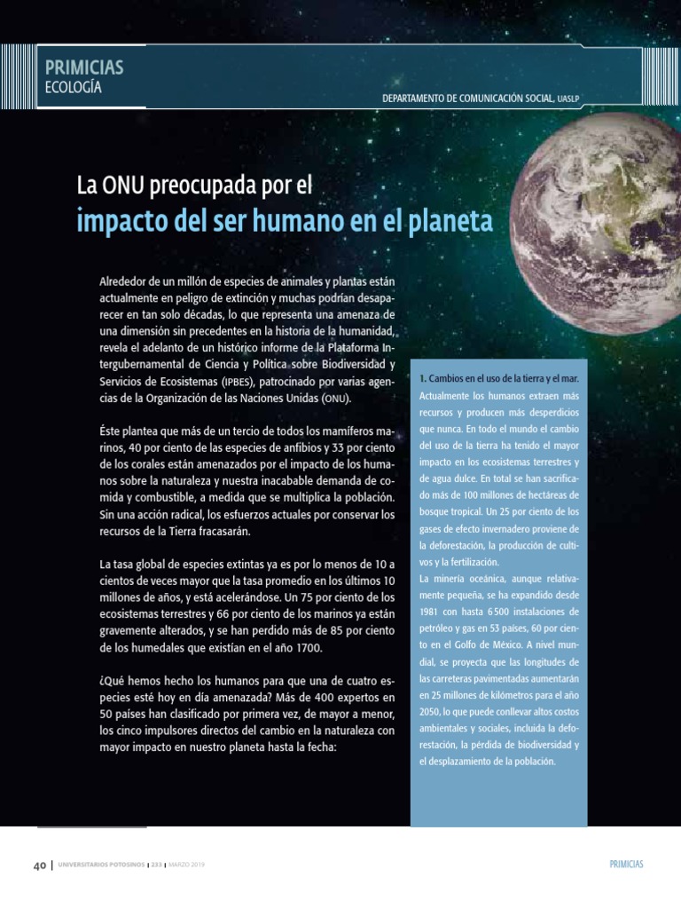 Impacto Del Ser Humano en El Planeta: La Preocupada Por El | PDF ...