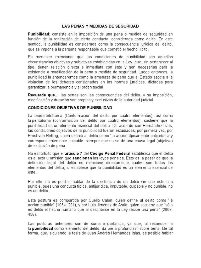 Las Penas Y Medidas De Seguridad Pdf Derecho Penal Castigos 8601