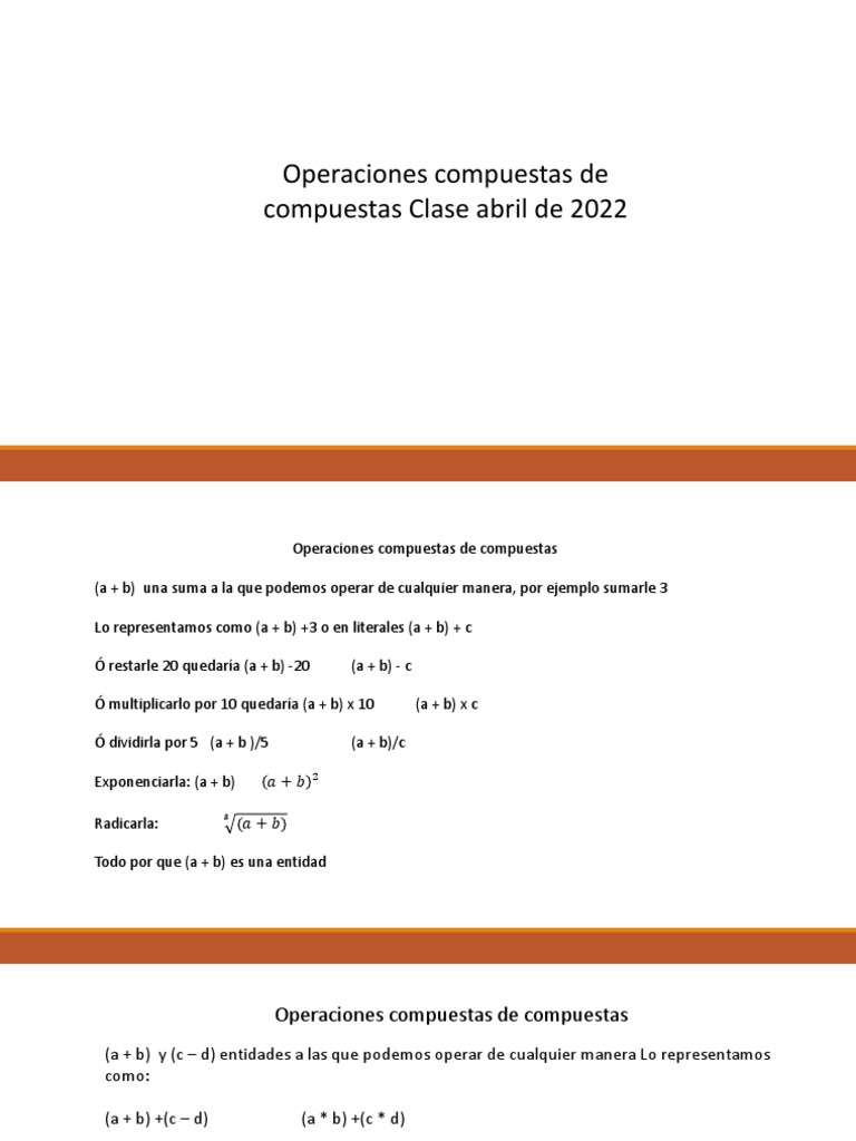 Operaciones Compuestas en Matemáticas | PDF | Soporte | Matemáticas