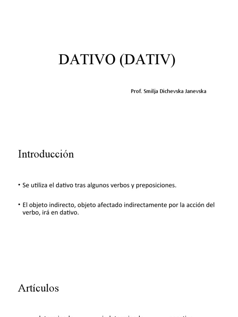 Uso del Dativo en Alemán: Guía Completa | PDF | Artes del Lenguaje y ...