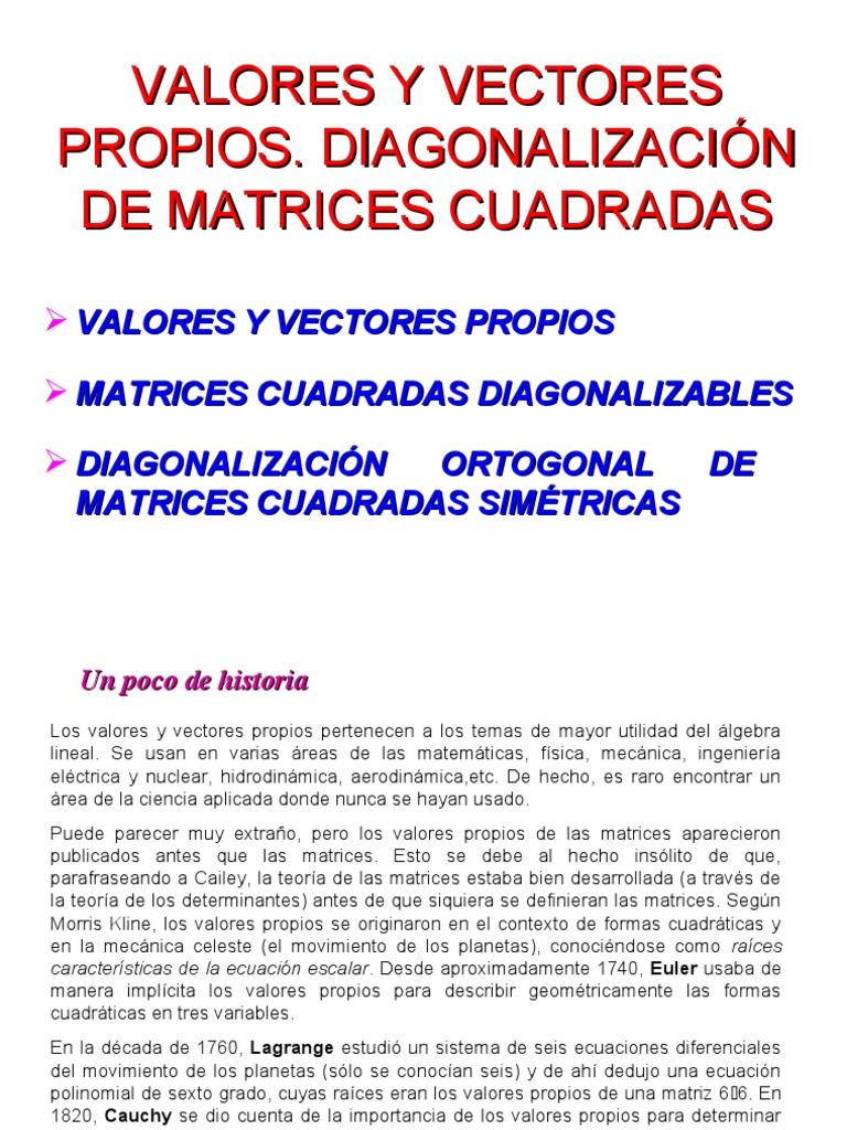 5 Diagonalizacion | PDF | Valores propios y vectores propios | Matriz (Matemáticas)