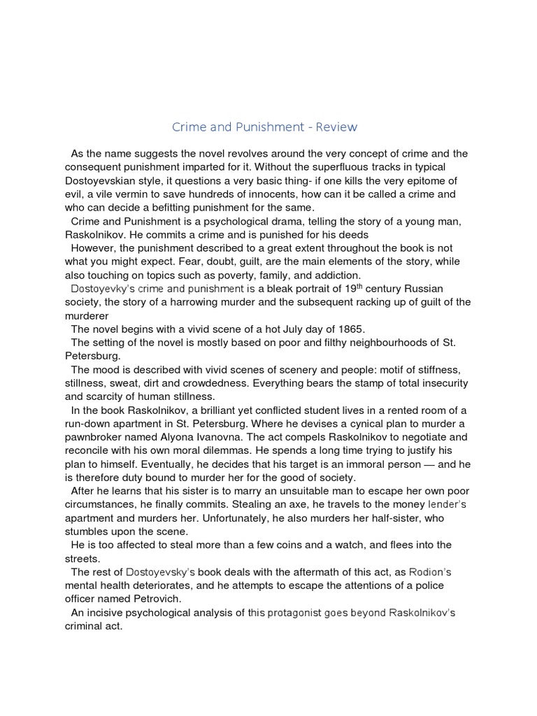 Crime and Punishment Review | PDF | Crime And Punishment | Psychology