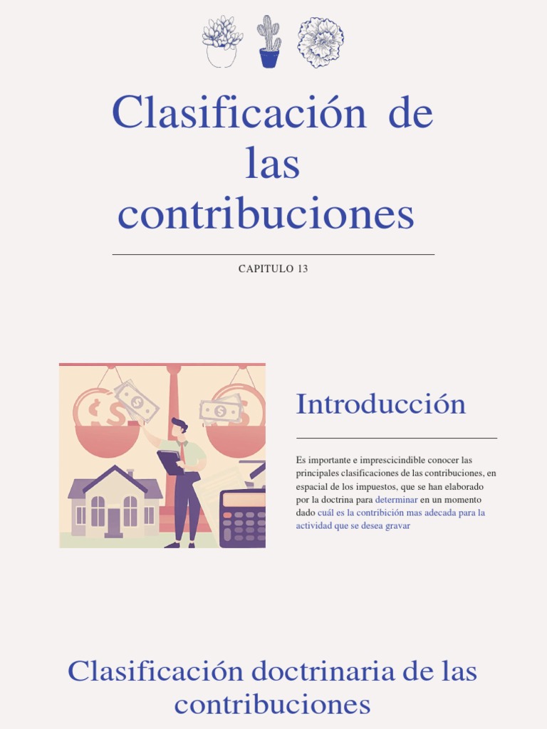 Capítulo 13. Clasificación de Las Contribuciones | PDF | Impuestos | Bienes