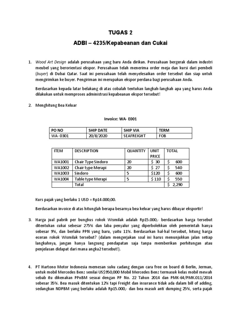 Kepabean Dan Cukai (Tugas 2) | PDF | Pengelolaan Keuangan & Uang