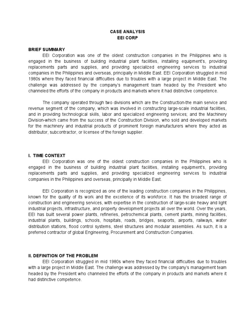 Case Study - Eei Corporation | PDF | Brand | Competitive Advantage