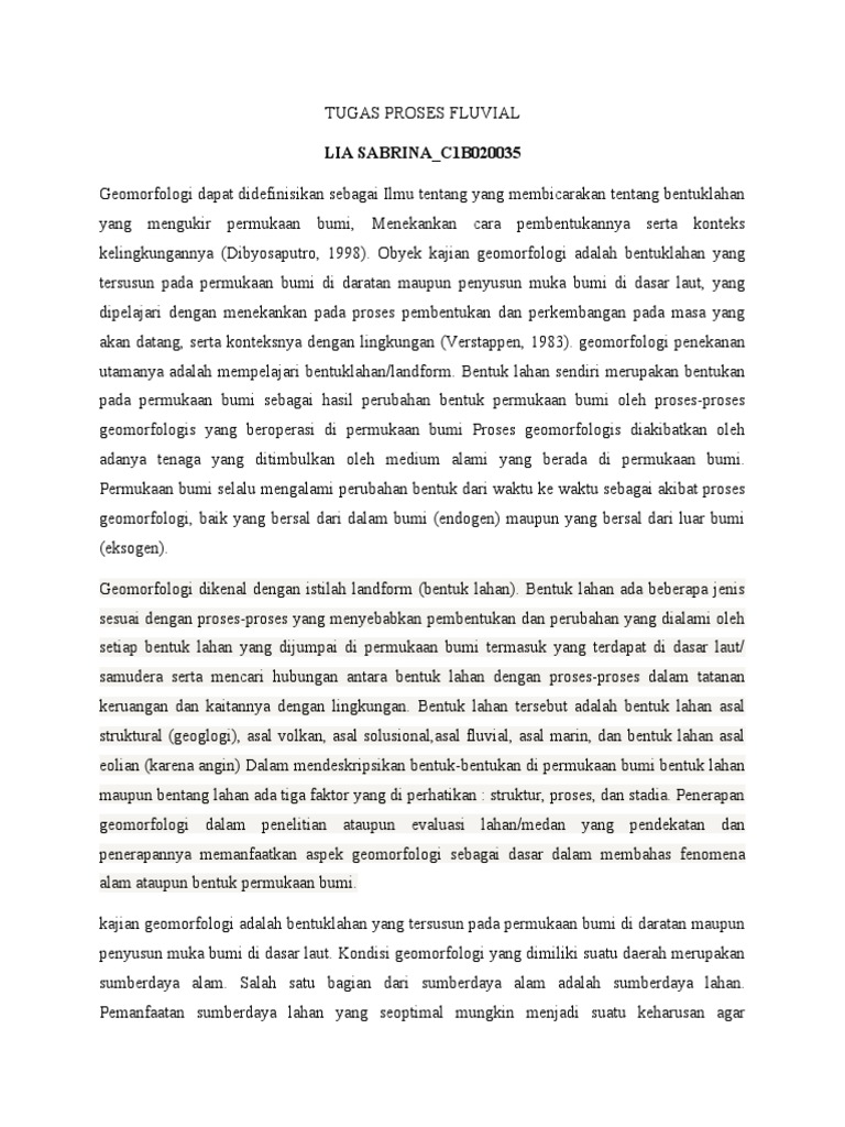 Bentuk Lahan Fluvial dan Tanggul Alam | PDF