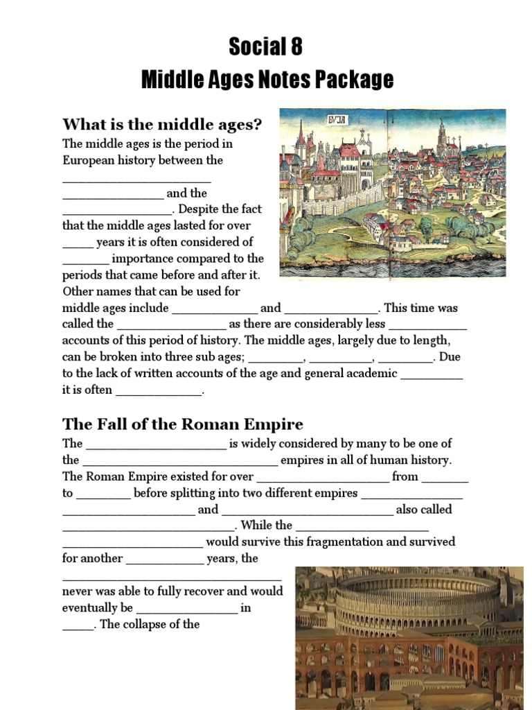 Social 8 Middle Ages Notepackage | PDF | Middle Ages | Europe