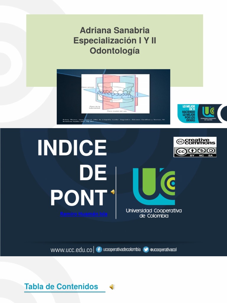 Presentacion Indice de Pont | PDF | Ramas de Odontología | Anatomia dental