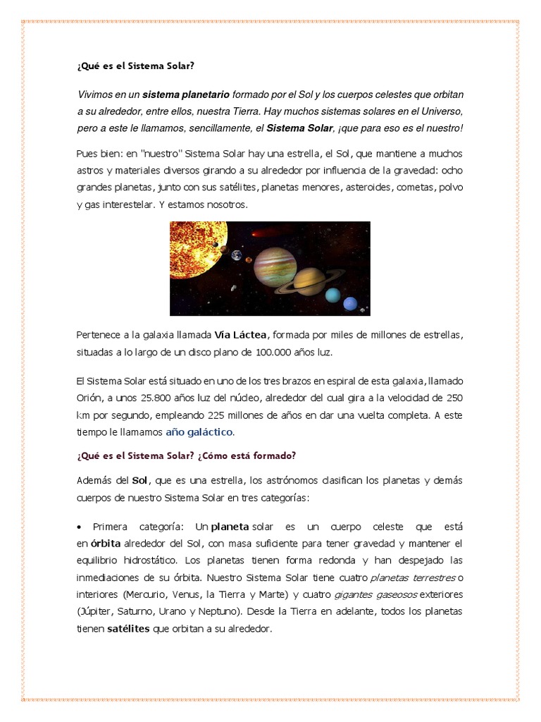 Introducción al Sistema Solar | PDF | Sistema solar | Dom