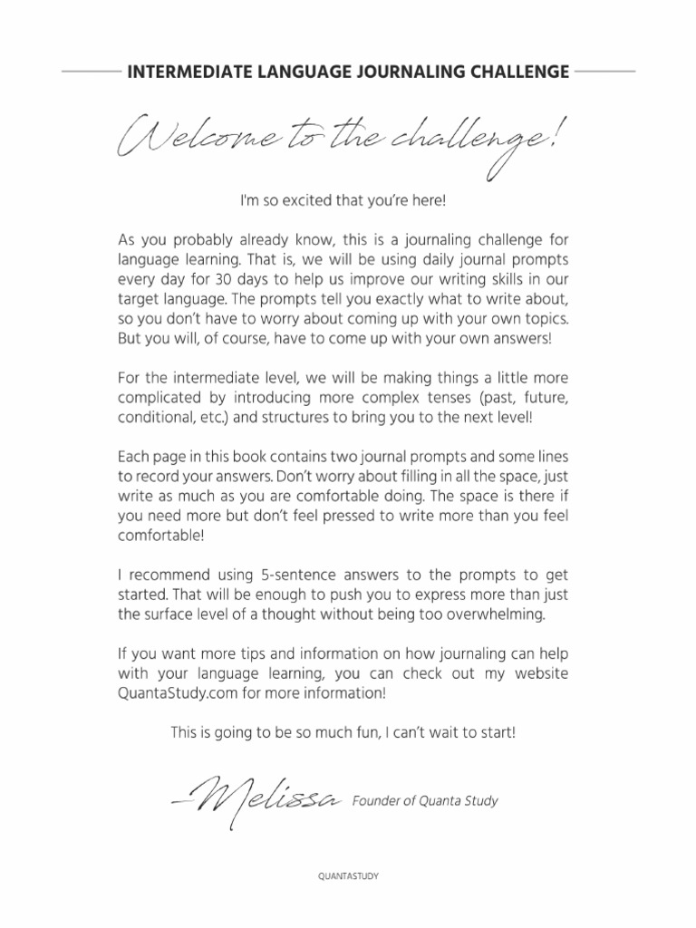 B1B2 Intermediate Language Journaling Challenge | PDF