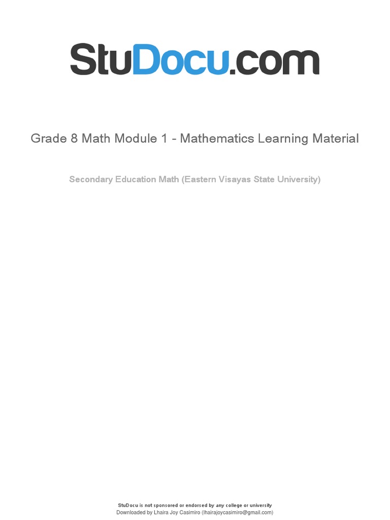 Grade 8 Math Module 1 Mathematics Learning Material | PDF ...