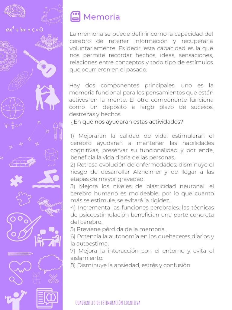 Cuadernillo de Estimulación Cognitiva | PDF | Memoria | Cerebro