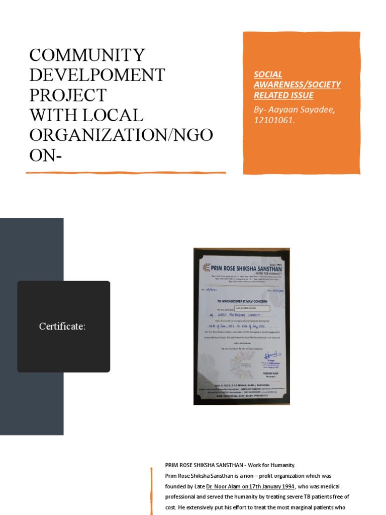 Community Develpoment Project With Local Organization/Ngo ON | PDF ...