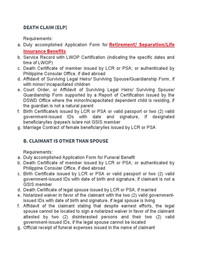 Gsis Death Claim | PDF