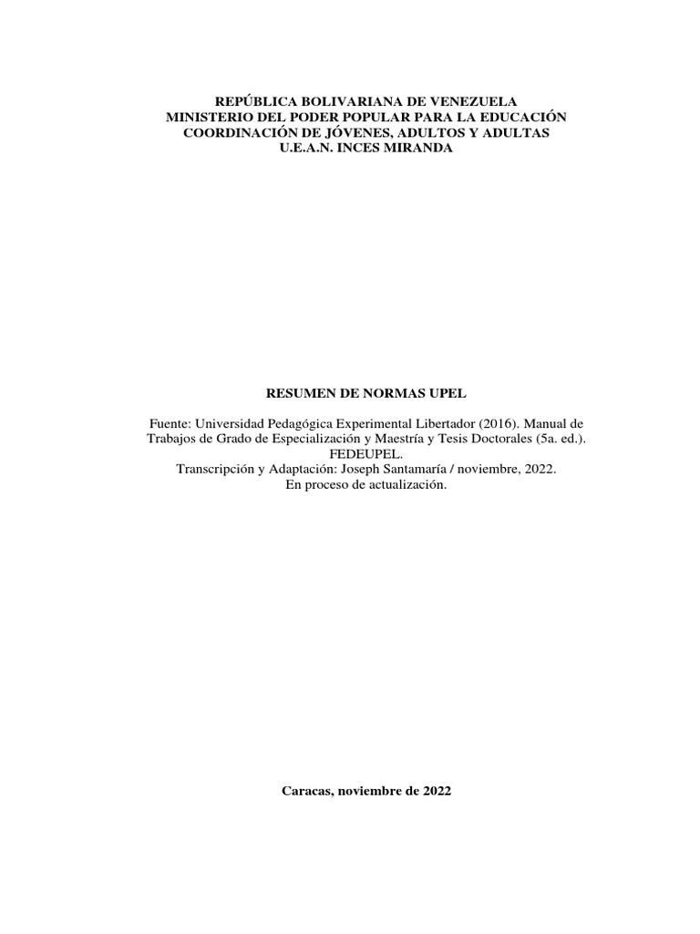 Normas UPEL | PDF | Comillas | Bibliografía