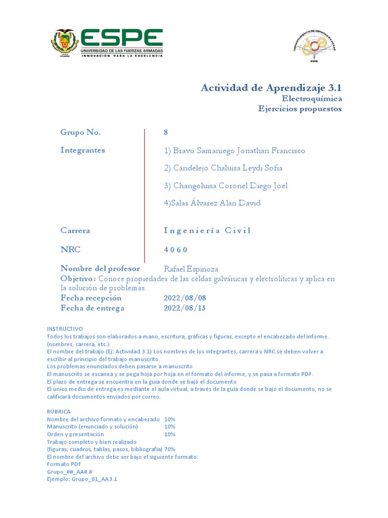 Grupo 08 AA3.1 | PDF | Ánodo | Electrodo