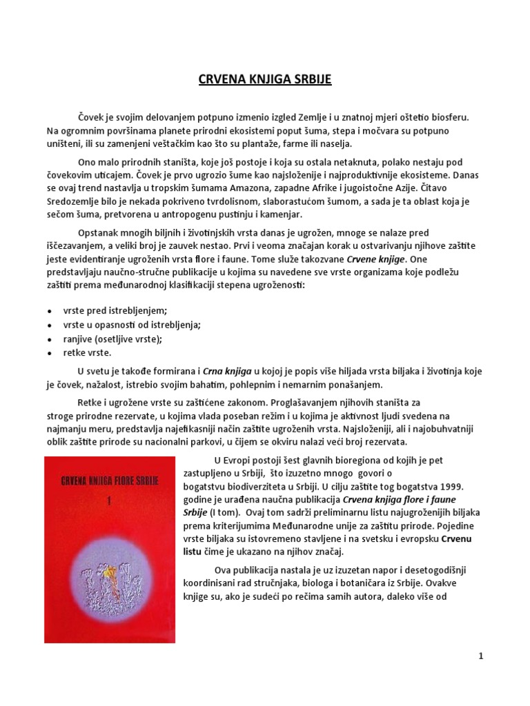 Crvena Knjiga Srbije | PDF