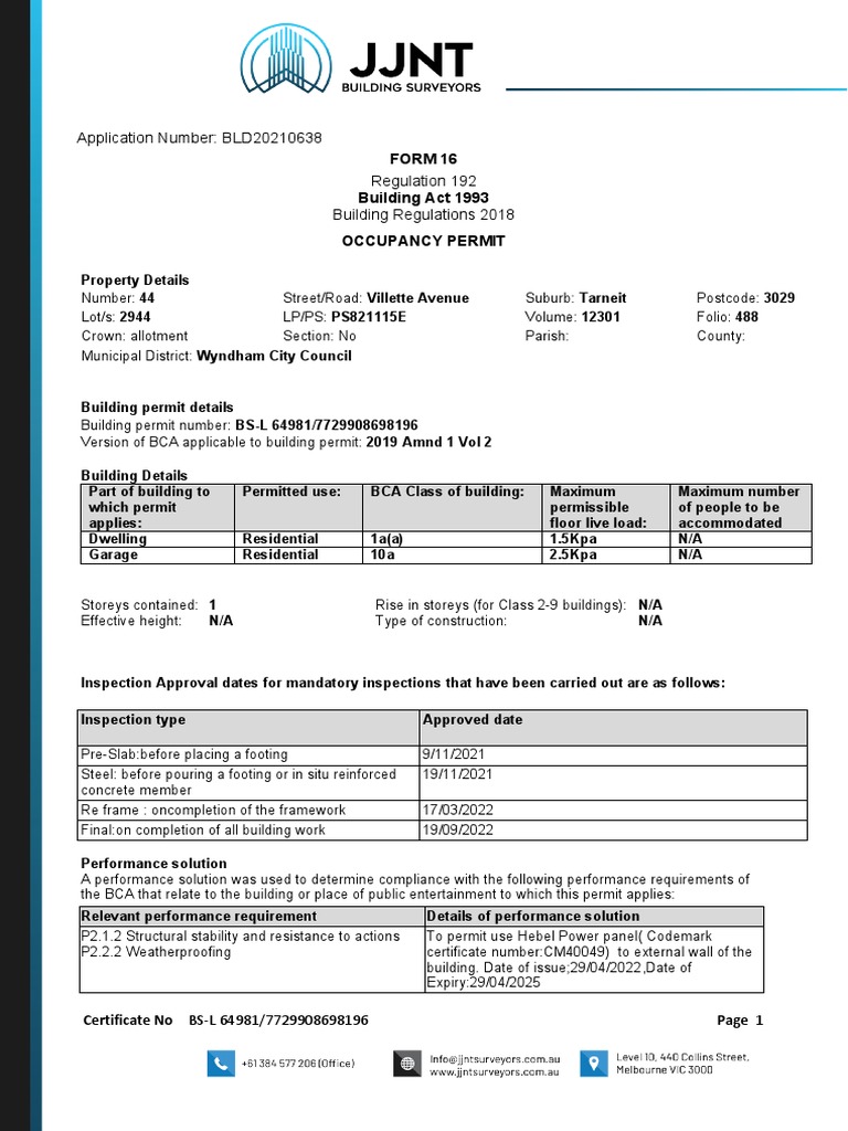 Form 16 - Occupancy Permit - Workflow | PDF | Building Engineering ...