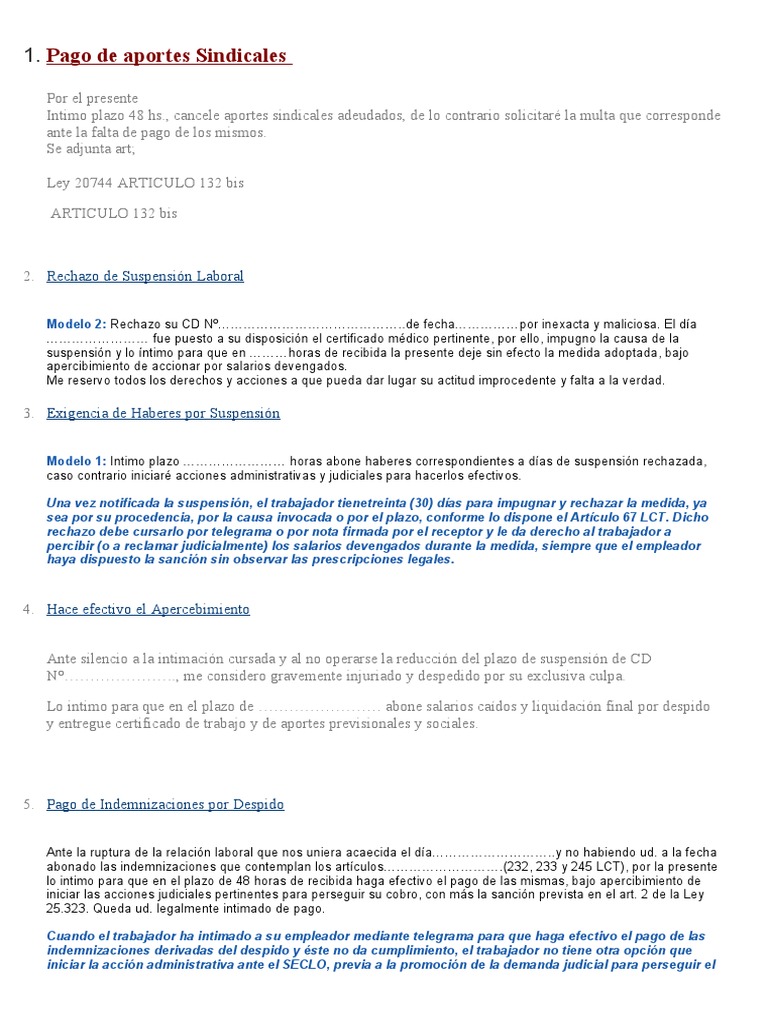 Modelos de Telegramas | PDF | Daños y perjuicios | Derecho laboral