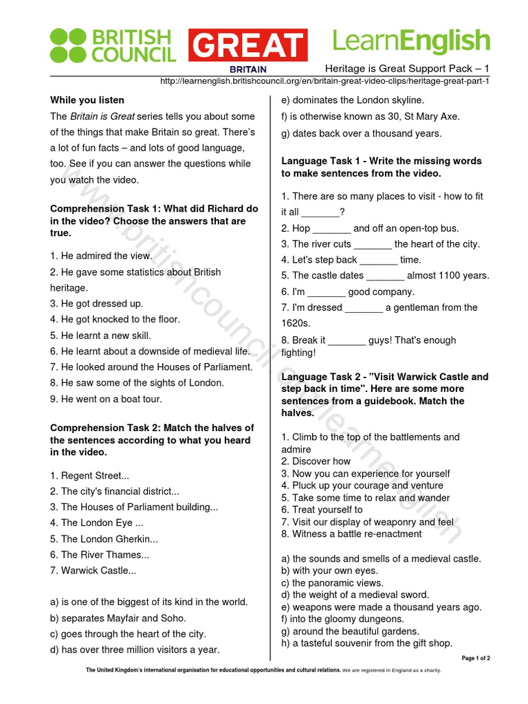 Heritage Learning for English Students | PDF