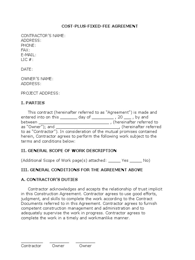 Cost-Plus-Fixed-Fee Contract Guide | PDF | Insurance | Breach Of Contract