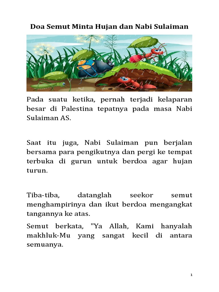 Doa Semut Minta Hujan Dan Nabi Sulaiman | PDF