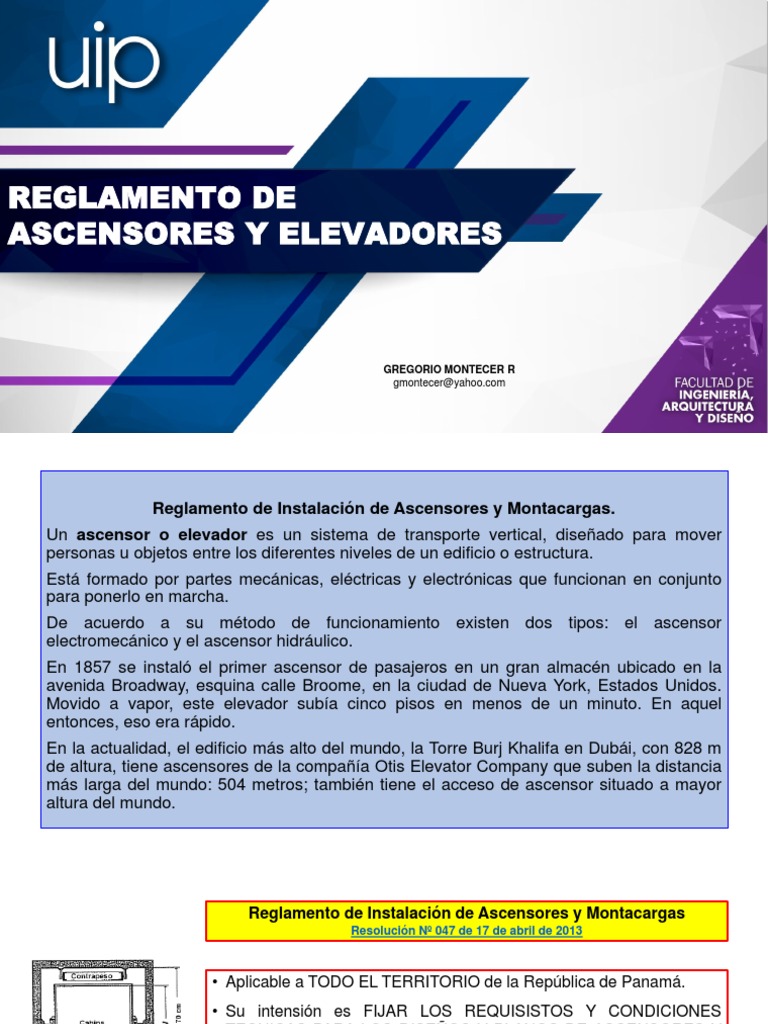 Reglamento de Ascensores y Montacargas | PDF | Ascensor | Máquina elevadora
