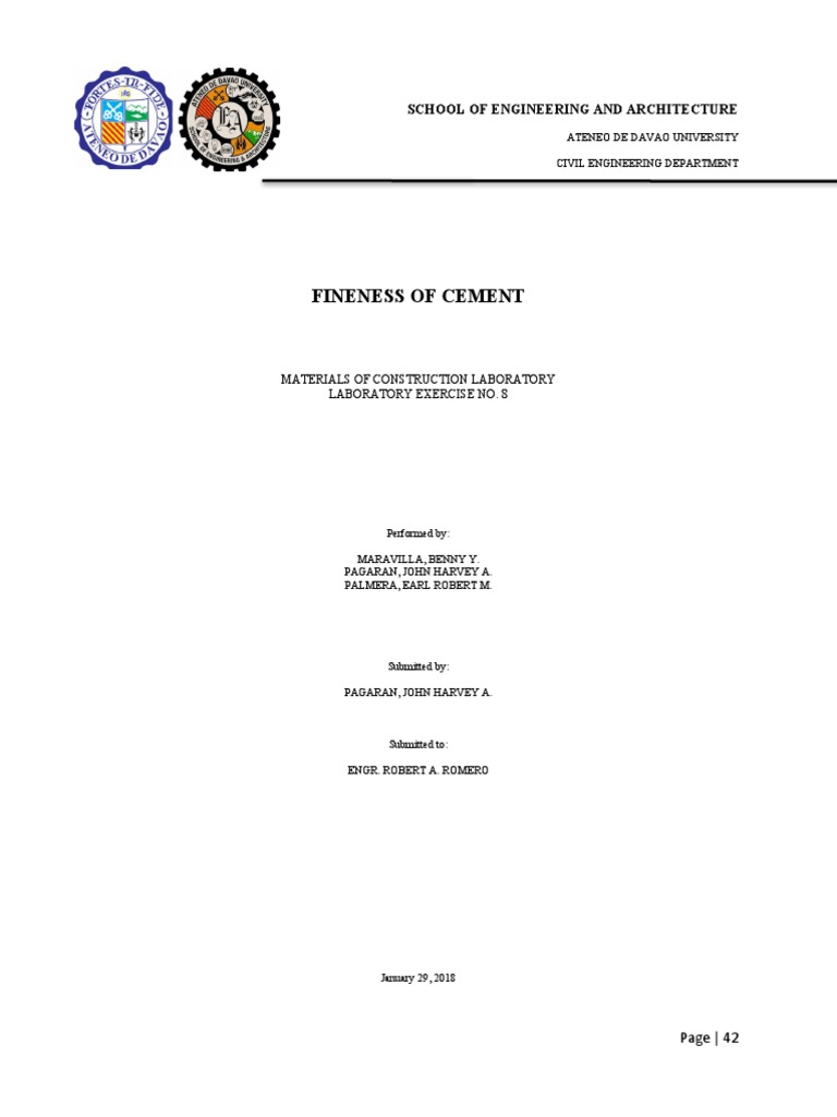 Lab Exercise 8 | PDF | Cement | Concrete