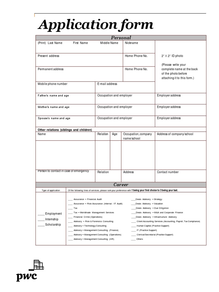 Application Form PWC v3 | PDF | Background Check | Business