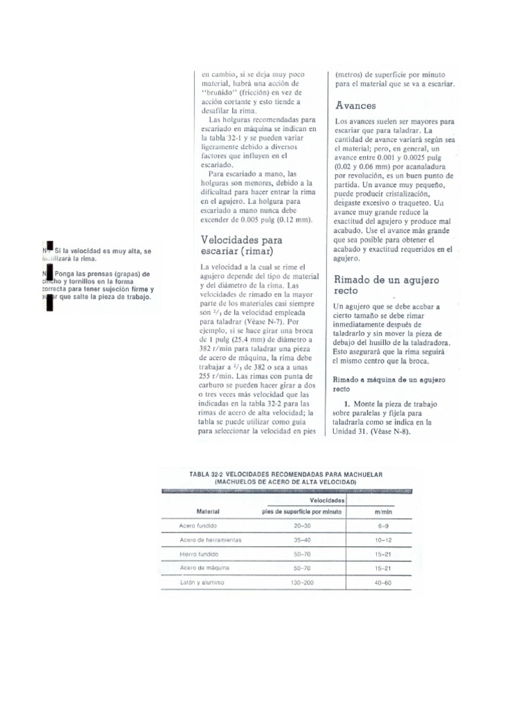 Machueleado Velocidades de Corte 2 | PDF