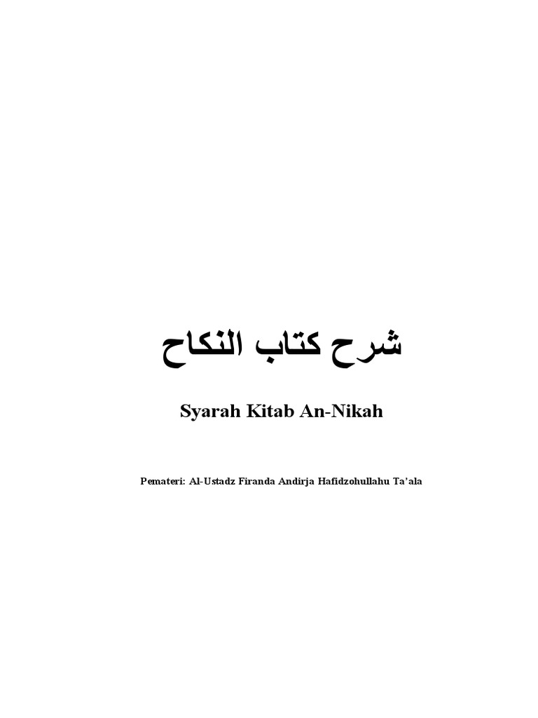 Syarah Kitab An-Nikah | PDF