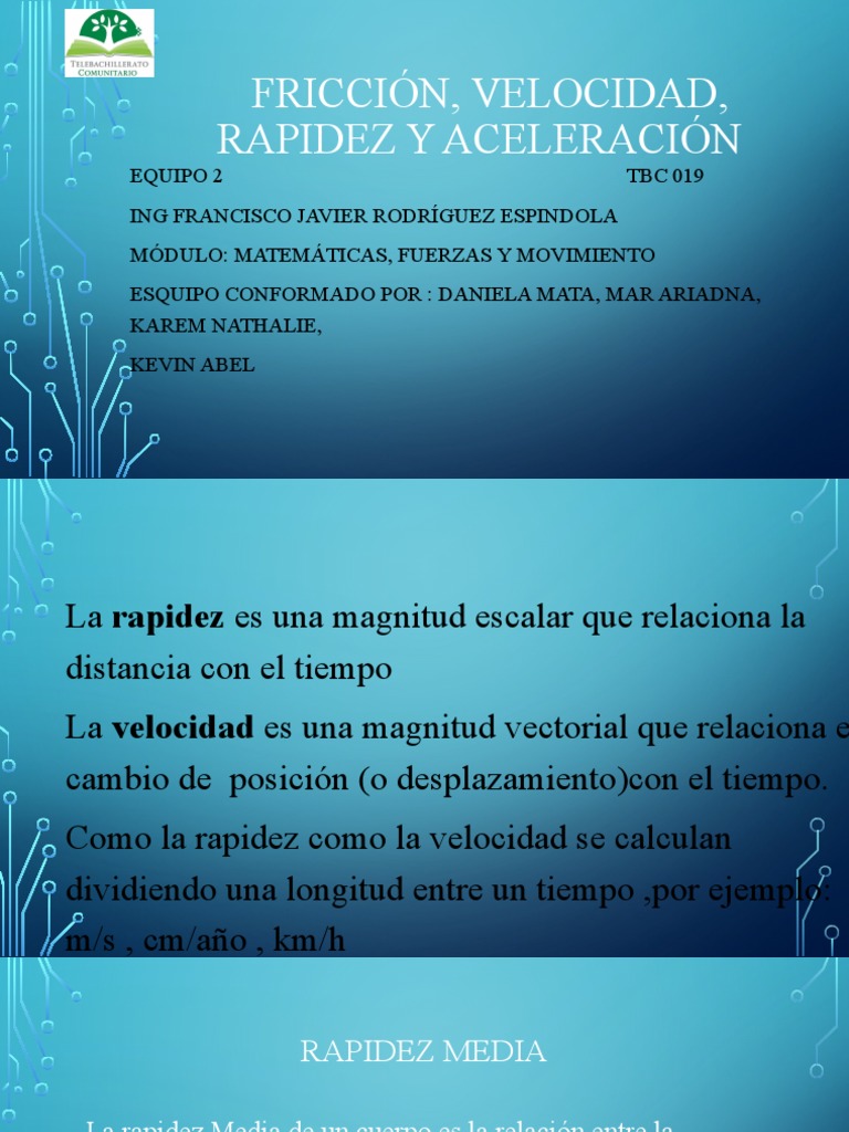 Fricción J Velocidad J Rapidez y Aceleración | PDF