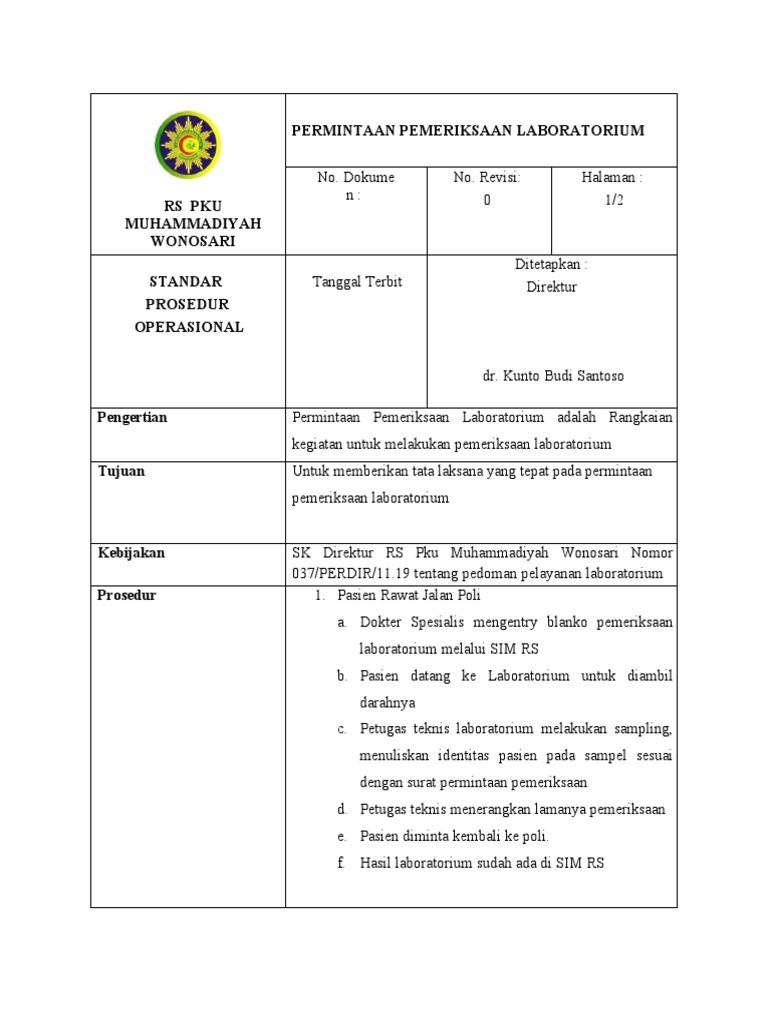 Spo Permintaan Lab | PDF