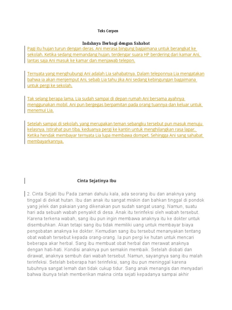 Contoh Teks Cerpen | PDF