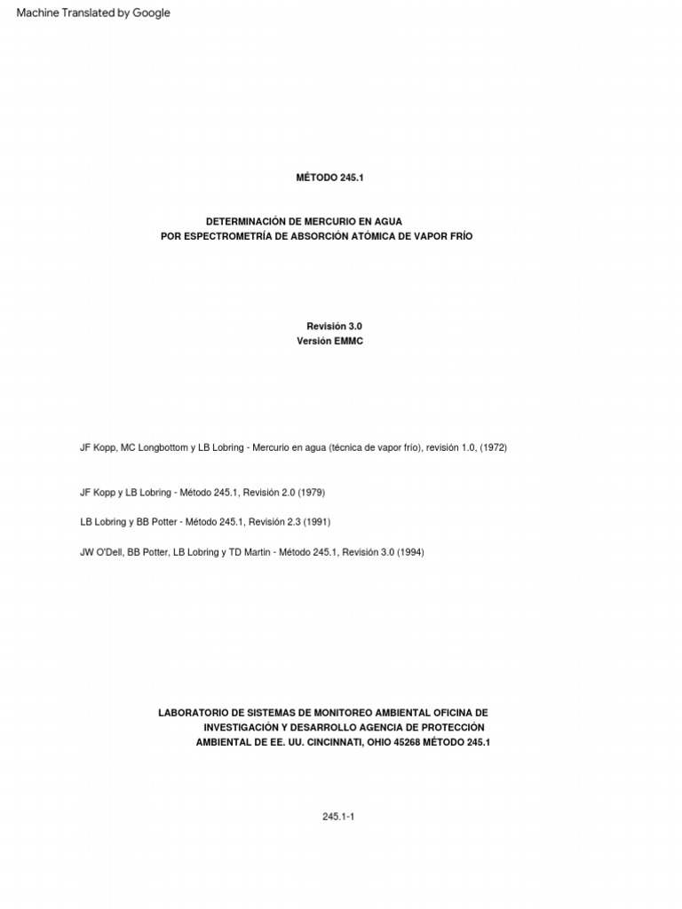Epa-245.1 Español | PDF | Calibración | Mercurio (Elemento)