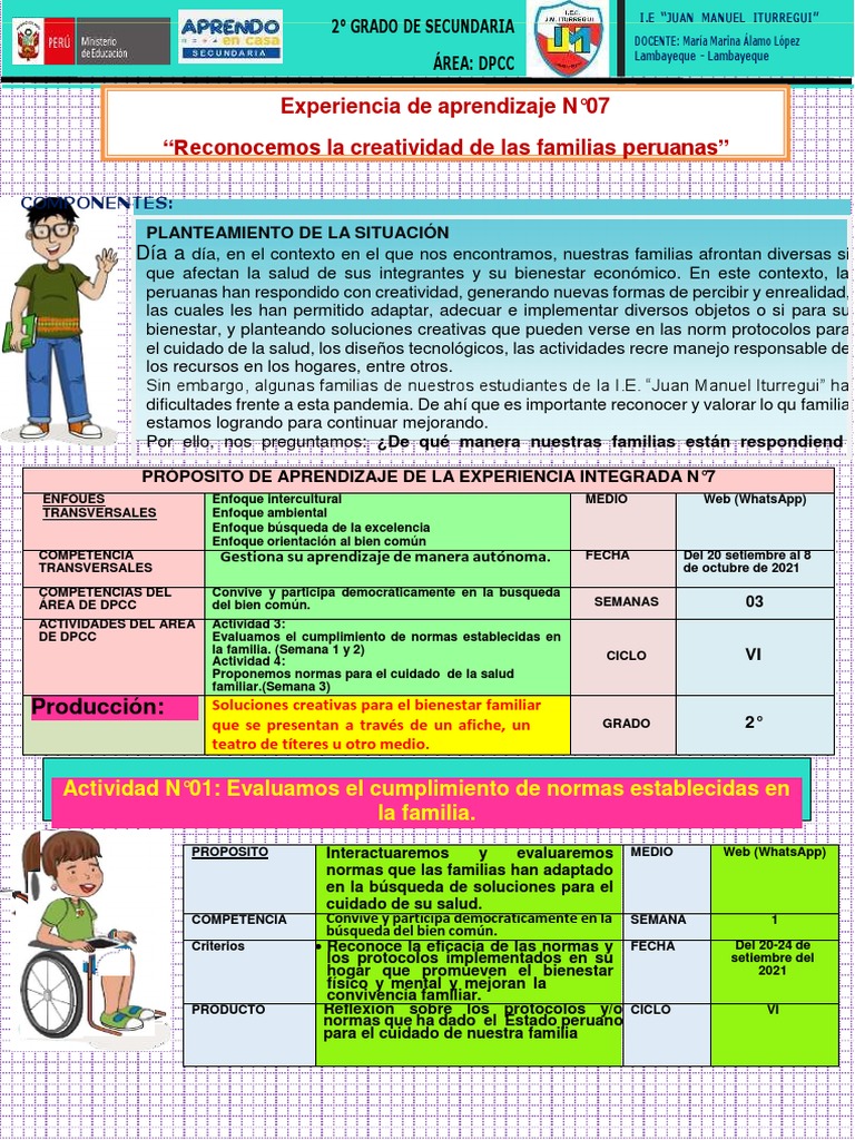 Sesion 01 - Experiencia 07 - DPCC - 2° | PDF | Vacunación | Aprendizaje