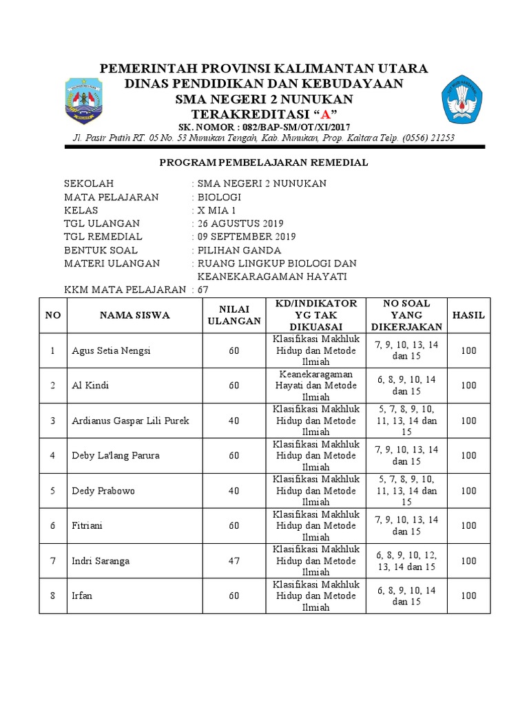 Program Pembelajaran Remedial | PDF