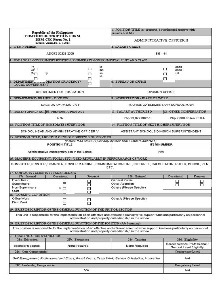 Position Description Forms - XLSX AO II | PDF | Recruitment | Business