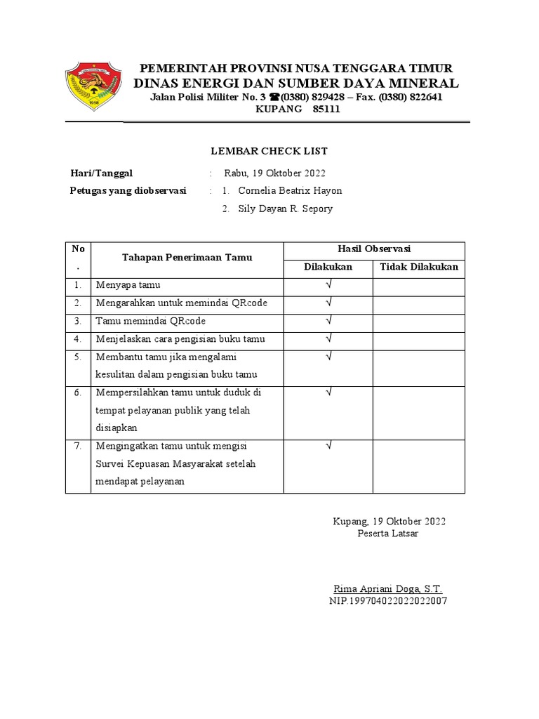 Lembar Checklist-1 | PDF