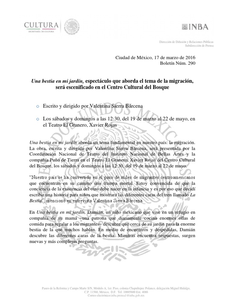 2006-Bol. 290 Una Bestia en Mi Jardin, Espectaculo Que Aborda El Tema ...