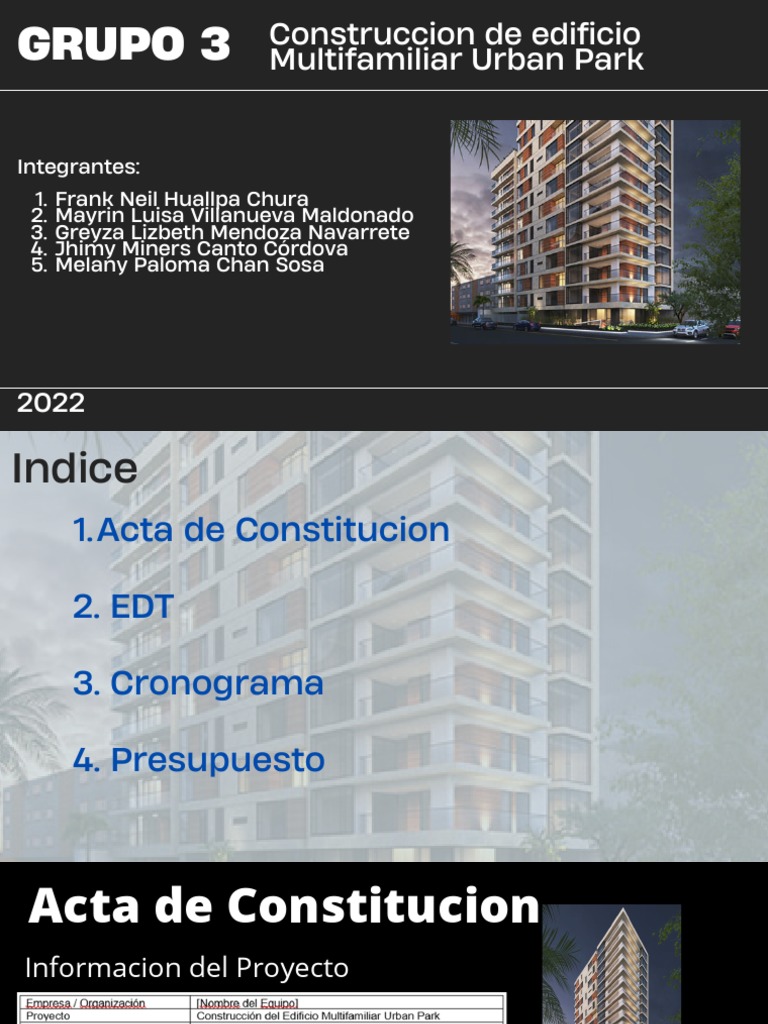 Construccion de Edificio Multifamiliar Urban Park: Grupo 3 | PDF | Presupuesto | Economias
